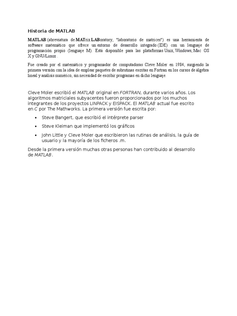 Historia de MATLAB | PDF
