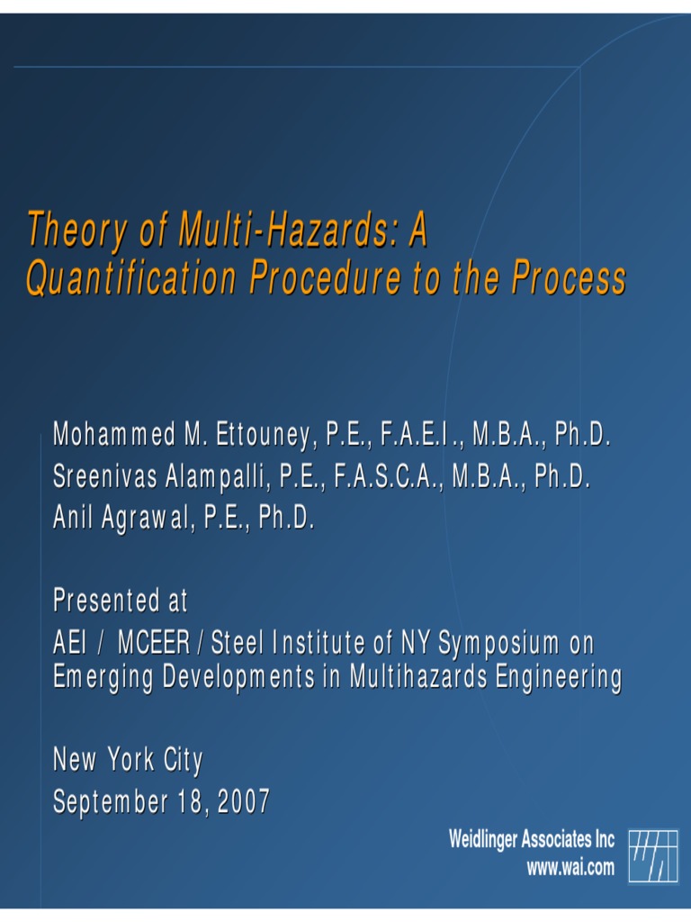 Theory of Multi - Hazards: A Quantification Procedure To The Process ...