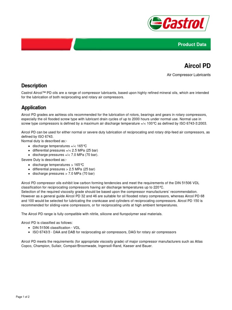 Pds Aircol PD | PDF | Gas Compressor | Motor Oil