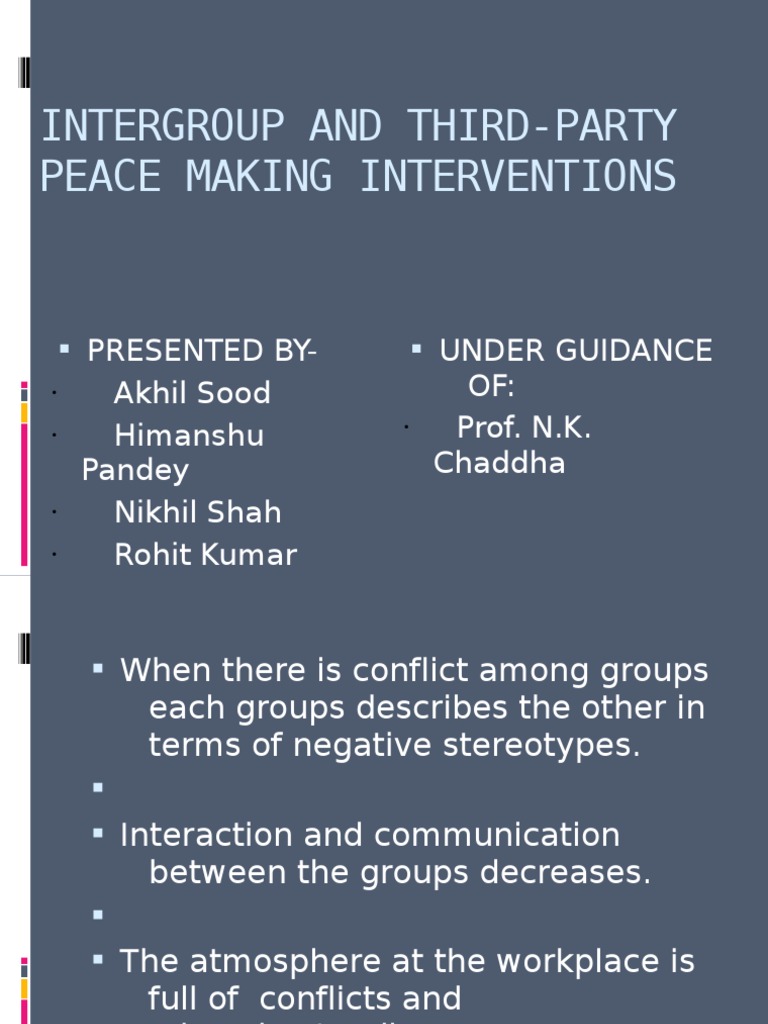 Intergroup and Third-Party Interventions | PDF | Team Building ...