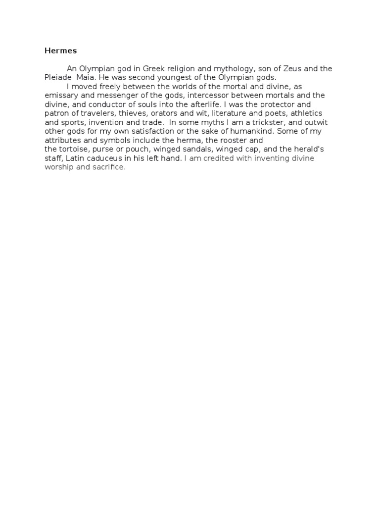 Hermes: Messenger of the Gods | PDF | Classics | General Fiction