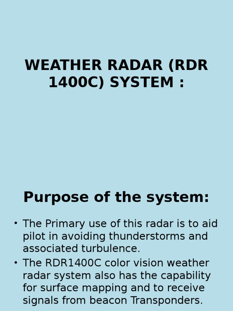 RDR1400C Weather Radar Overview | PDF