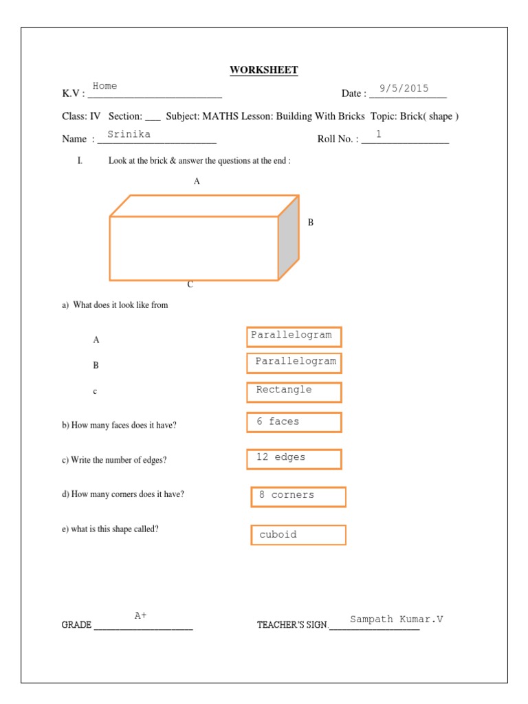 Worksheet For Class IV - Maths | PDF | Nature