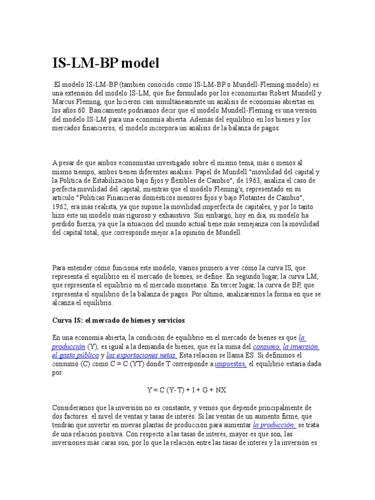 Modelo IS-LM-BP | PDF | Tipo de cambio | La política fiscal