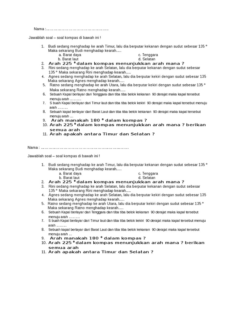Soal Arah Kompas dan Navigasi | PDF