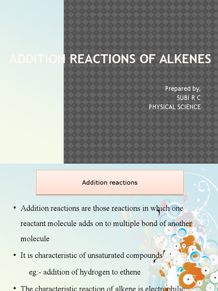 Addition Reactions of Alkenes Subi | PDF
