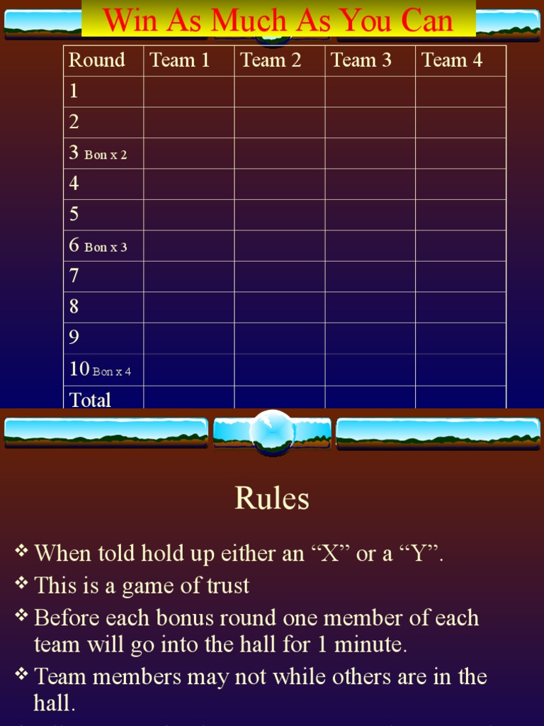 Team Trust Game Rules and Strategy | PDF | Sports & Recreation | Games ...