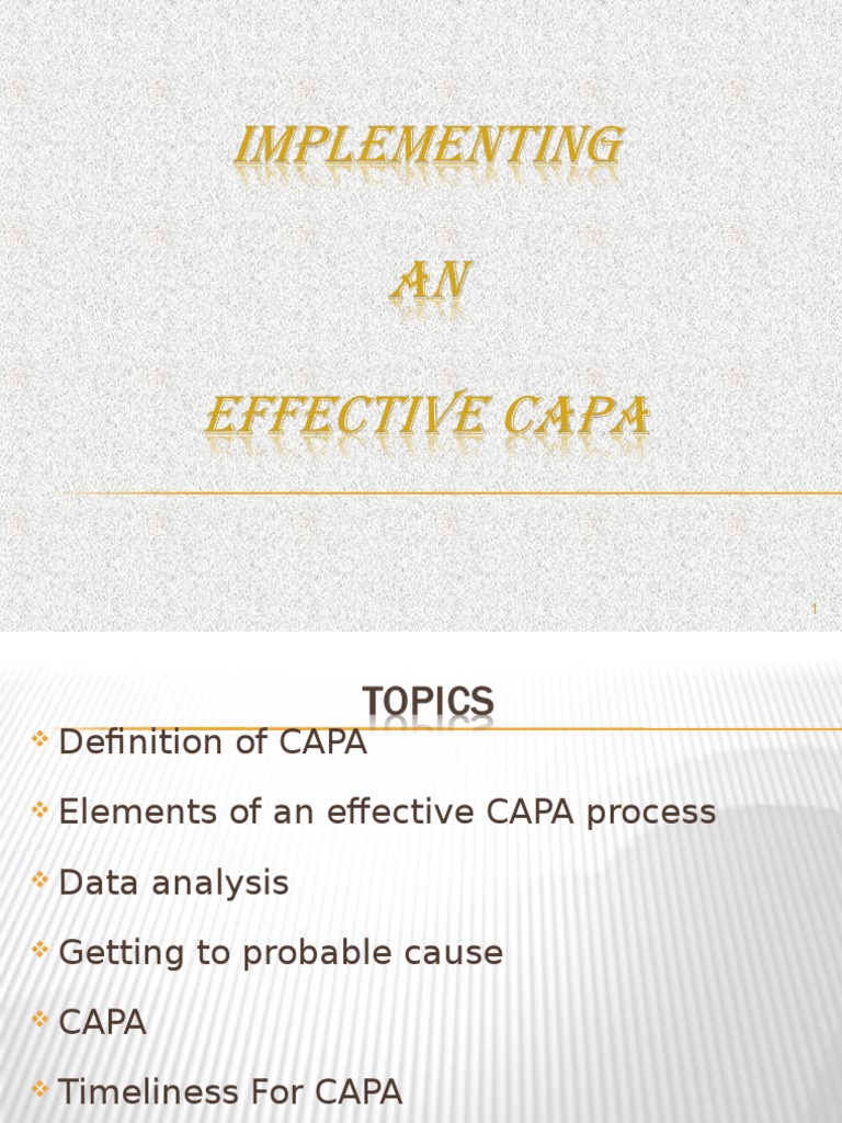 CAPA System Overview and Best Practices | PDF | Accountability | Cognition