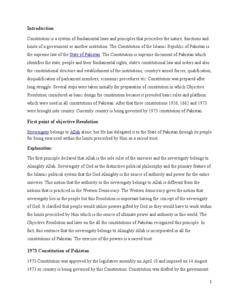 Objective Resolution of Pakistan | PDF | Parliament Of Pakistan ...