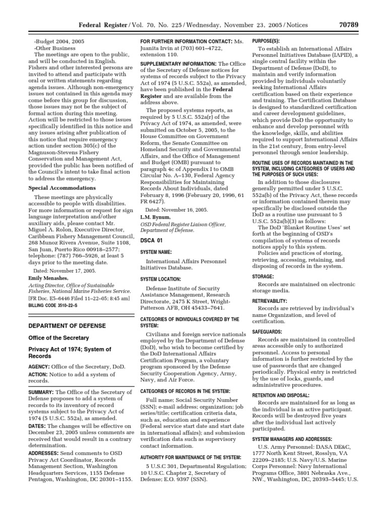 Notice: Privacy Act Systems of Records | PDF | United States Department ...