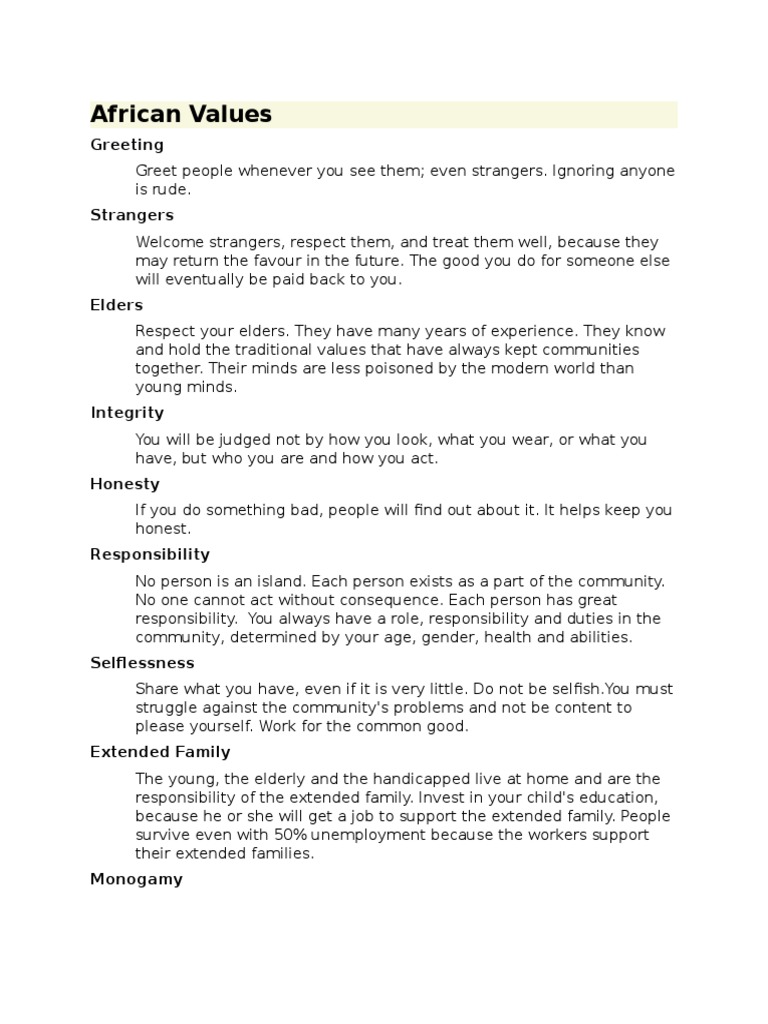 African Values | Download Free PDF | Social Institutions | Social Science