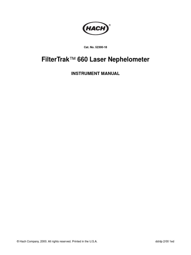 FilterTrak™ 660 Laser Nephelometer | PDF | Optical Fiber | Calibration
