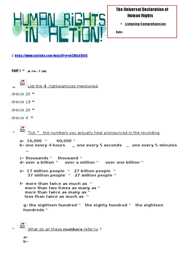 Human Rights Listening Comprehension Guide | PDF