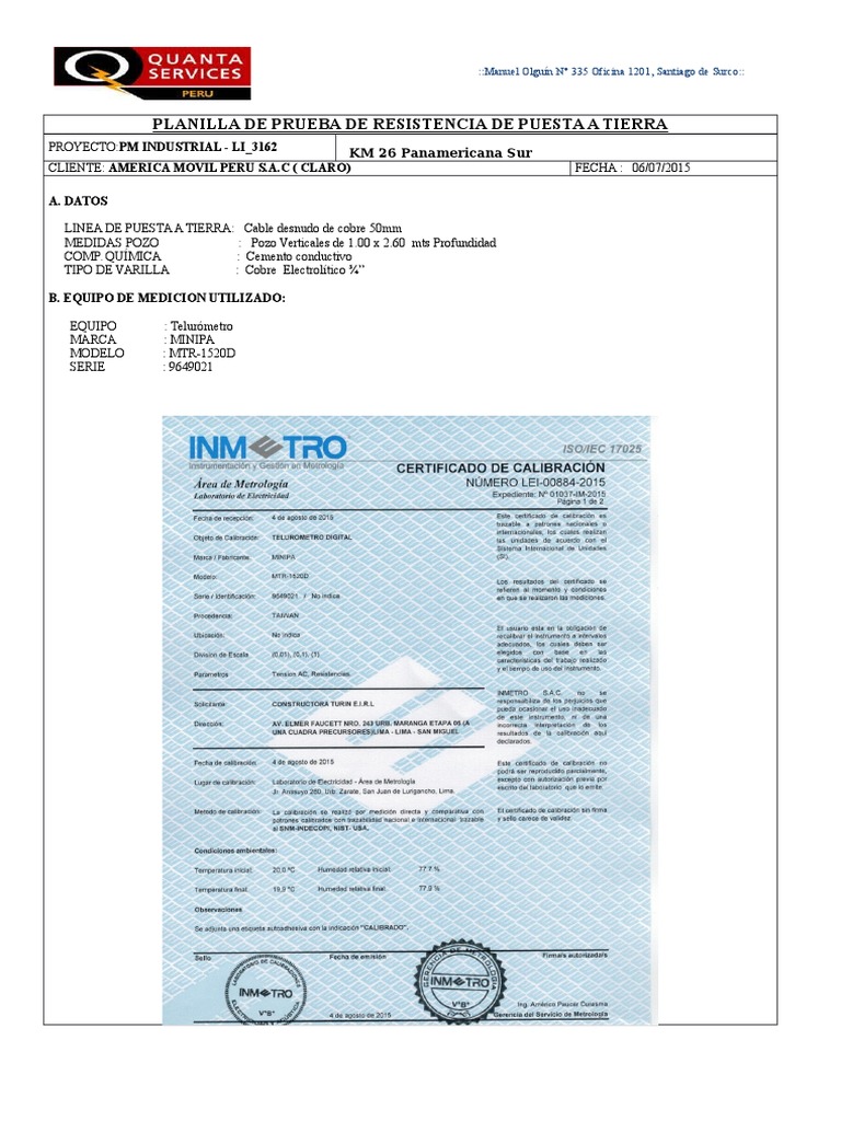 Protocolo Puesta A Tierra - Spat Industrial | PDF