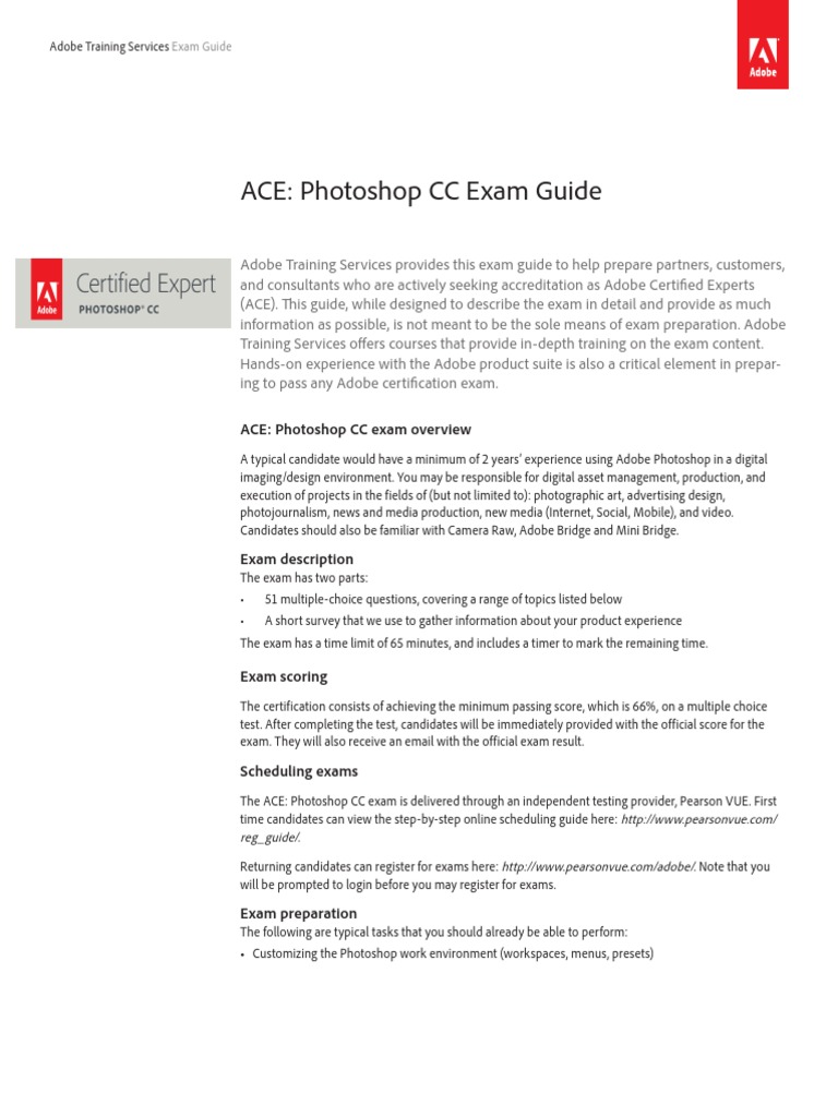 Sampleexam ACE Photoshop | PDF | Adobe Photoshop | Test (Assessment)