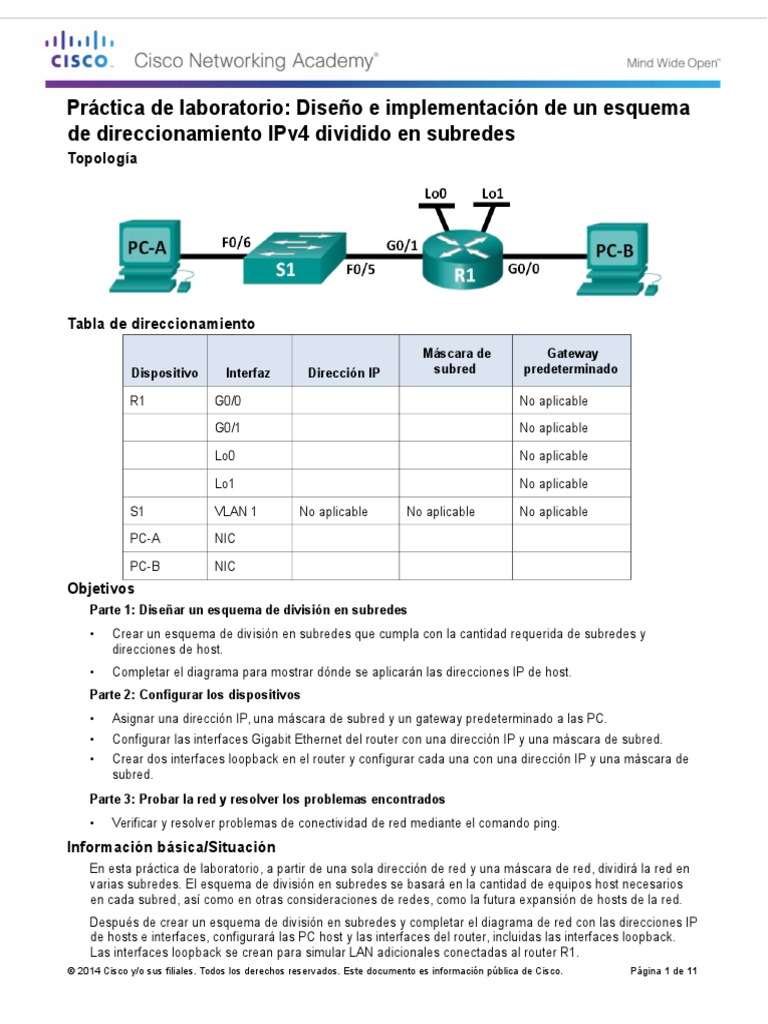 9.2.1.3 Práctica de Laboratorio: Diseño e Implementación de Un Esquema de Direccionamiento IPv4 ...