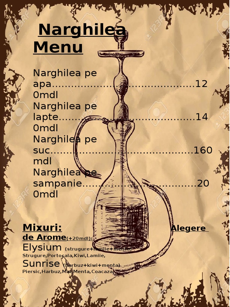 Narghilea Menu & Flavor Mixes | PDF