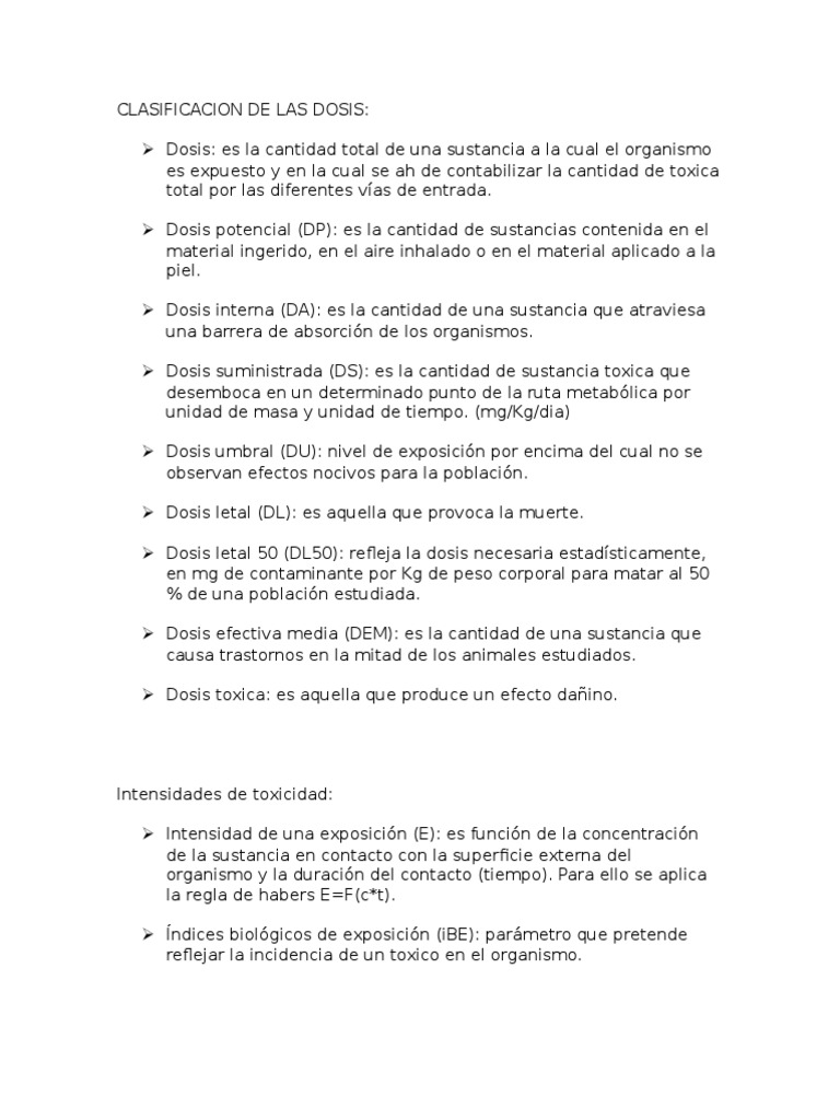 Clasificacion de Las Dosis | PDF | Seguridad y salud ocupacional ...
