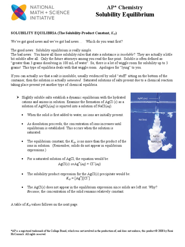 13 Solubility Equilibria PDF | PDF | Solubility | Chemical Equilibrium