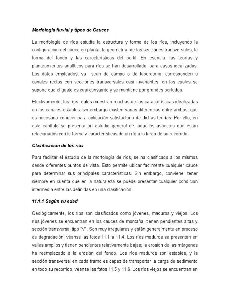 Morfología y Tipos de Cauces Fluviales | PDF | Río | Geomorfología