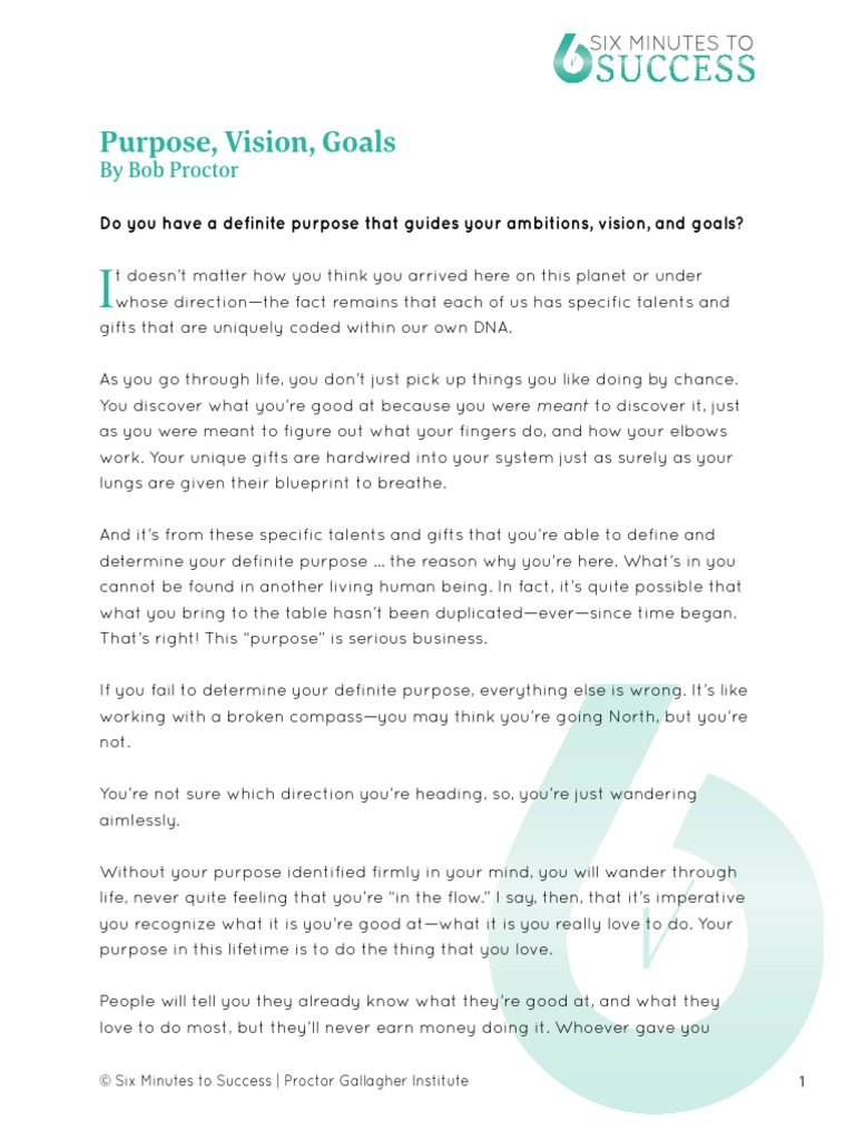 Purpose Vision Goals | PDF | Nature