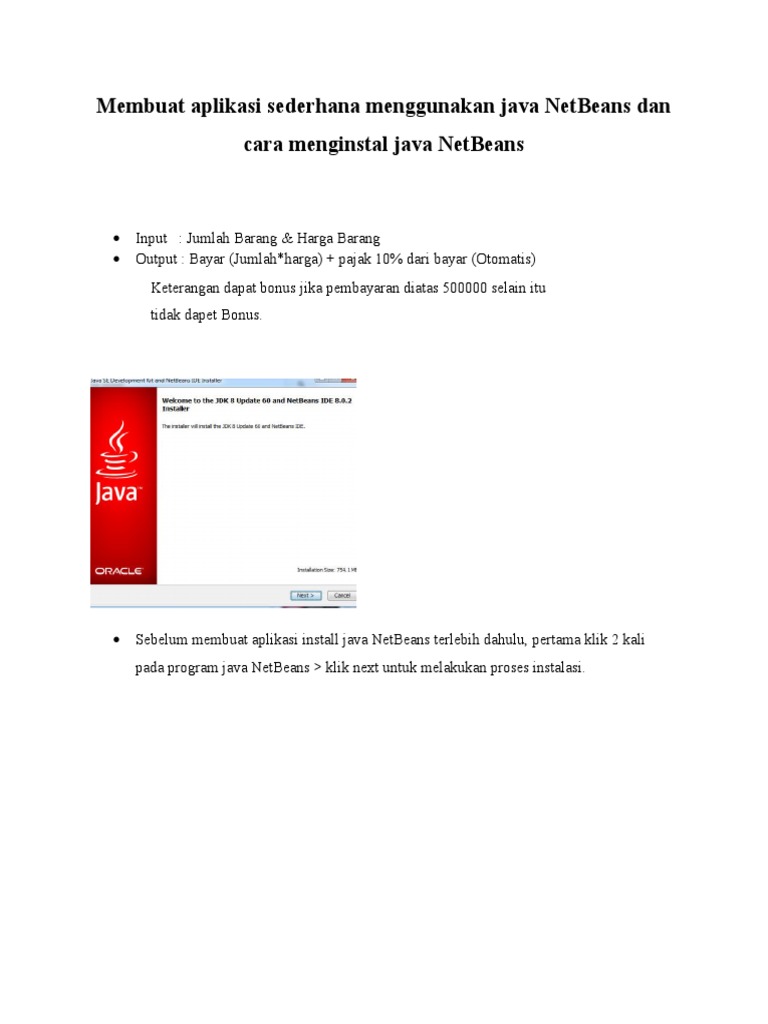 Membuat Aplikasi Sederhana Dengan Java NetBeans | PDF