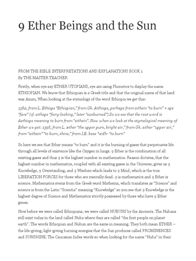9 Ether Beings and The Sun | PDF | Sun | Hair
