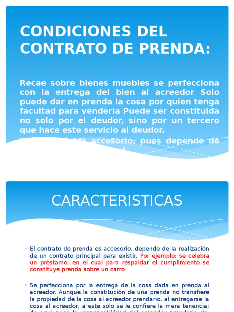 Condiciones del Contrato de Prenda | PDF | Derecho