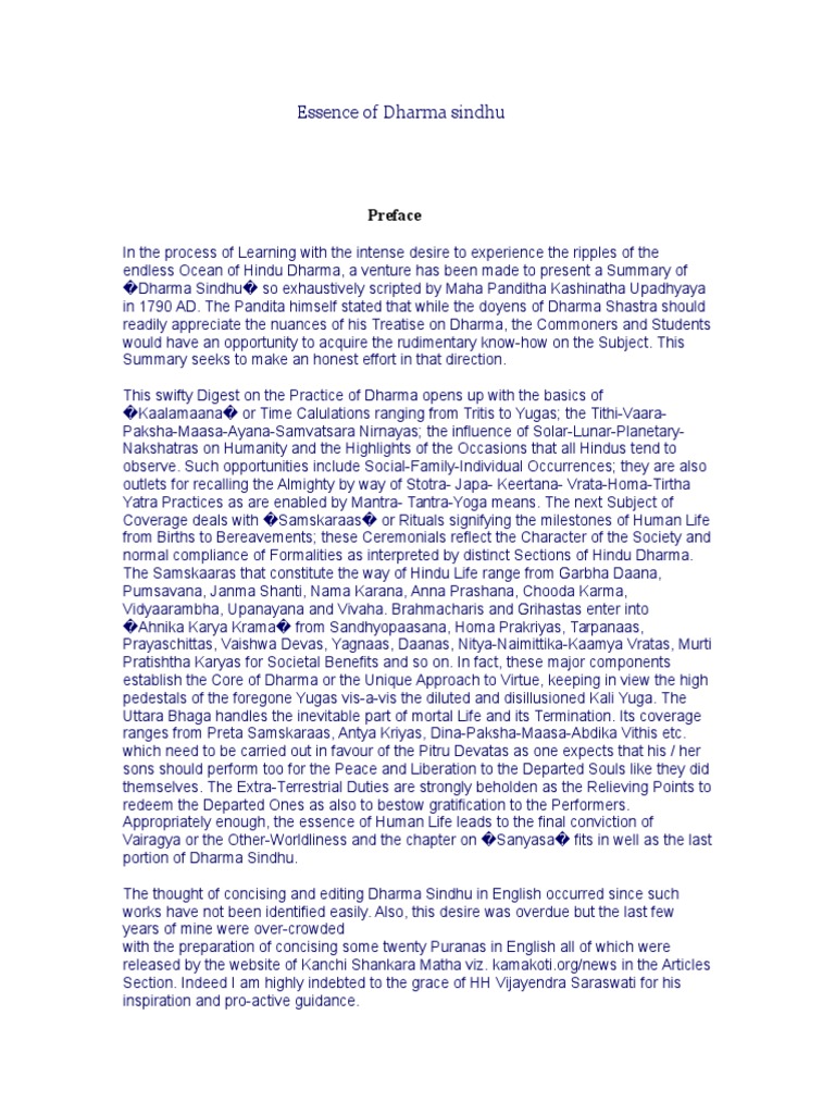 Essence of Dharma Sindhu | PDF | Rama | Hindu Behaviour And Experience