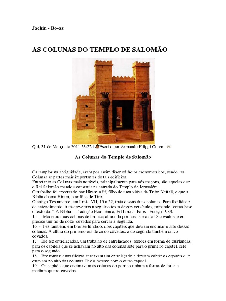 Jakin e Boaz | Download grátis PDF | Maçonaria | YHWH