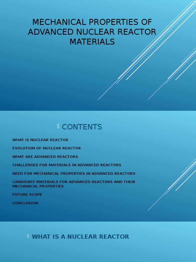 Mechanical Properties of Advanced Nuclear Reactor Materials | PDF ...