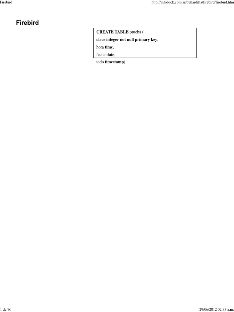 Firebird Tutorial | PDF | SQL | Tabla (base de datos)