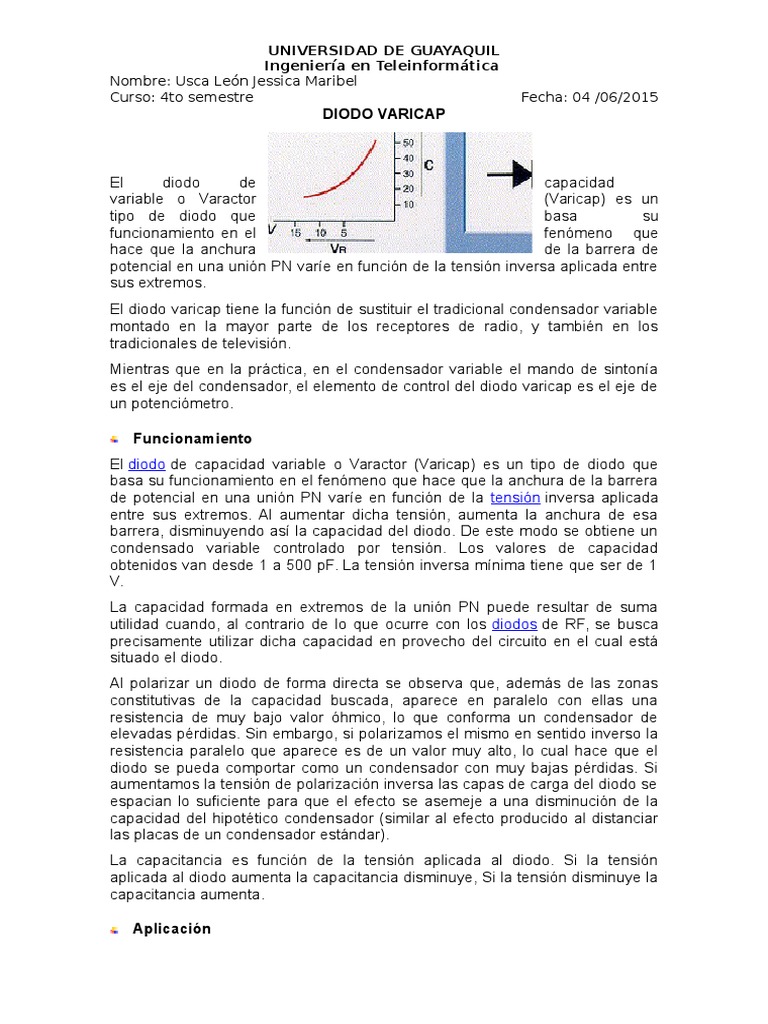 Diodos Varicap y Varistor: Funciones y Aplicaciones | PDF ...