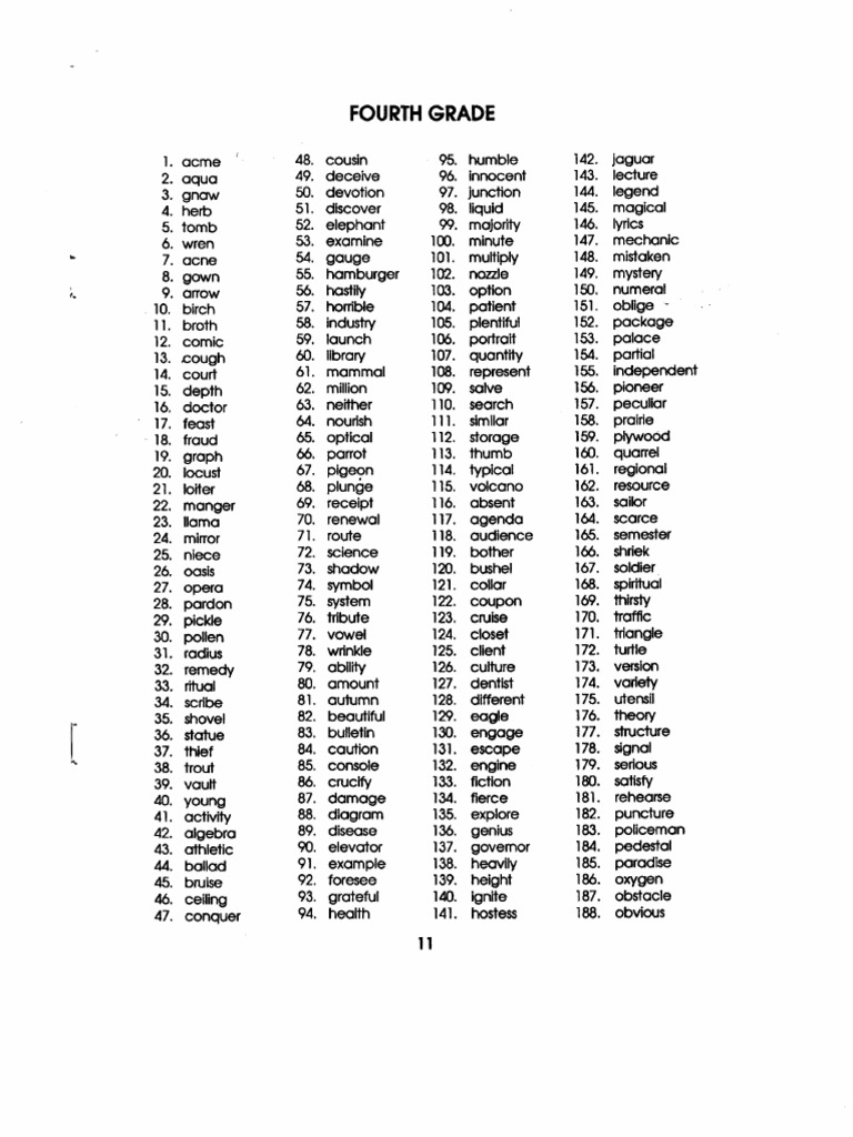 4th Grade Words | PDF