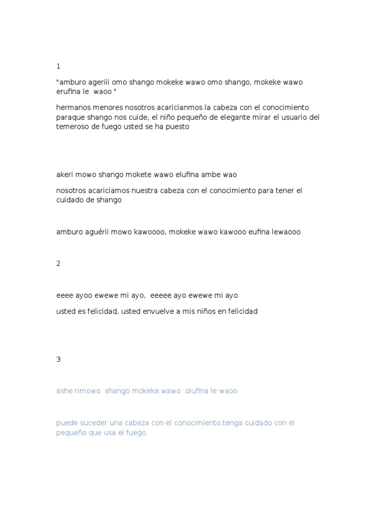 Cantos A Shango Con Traducciones | PDF