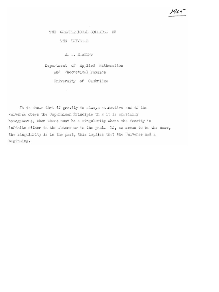 Stephen Hawkings PHD Thesis-1965 | PDF
