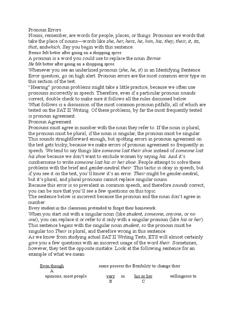 Pronoun Errors | PDF | Adverb | Pronoun