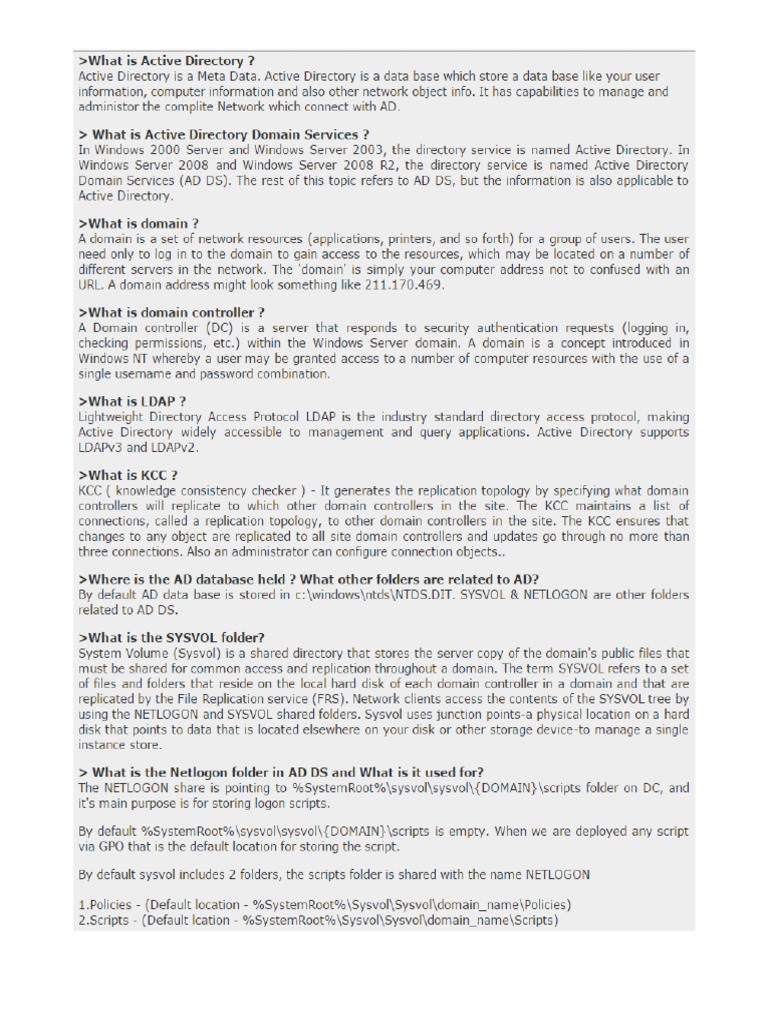 AD Interview Question and Answers | PDF