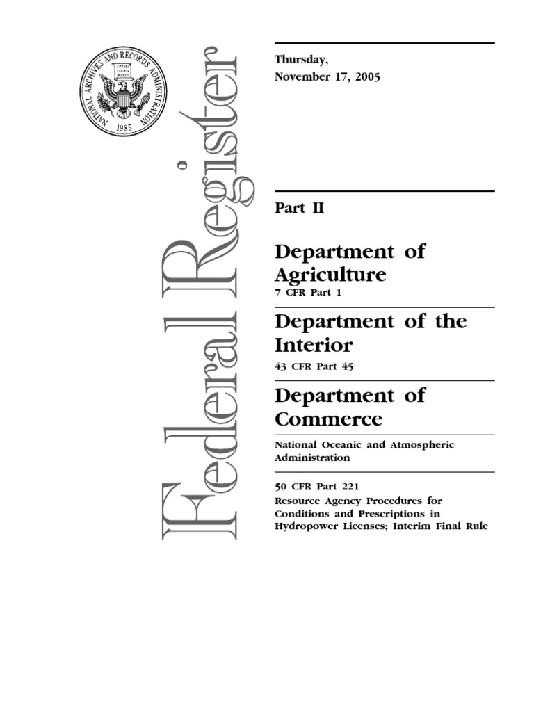 Rule: Electric Utilities (Federal Power Act) : Hydroelectric Licensing ...