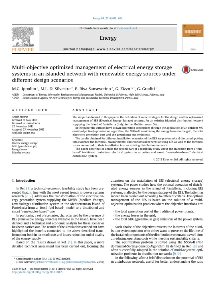 Multi Objective Optimized Management Of Electrical Energy Storage