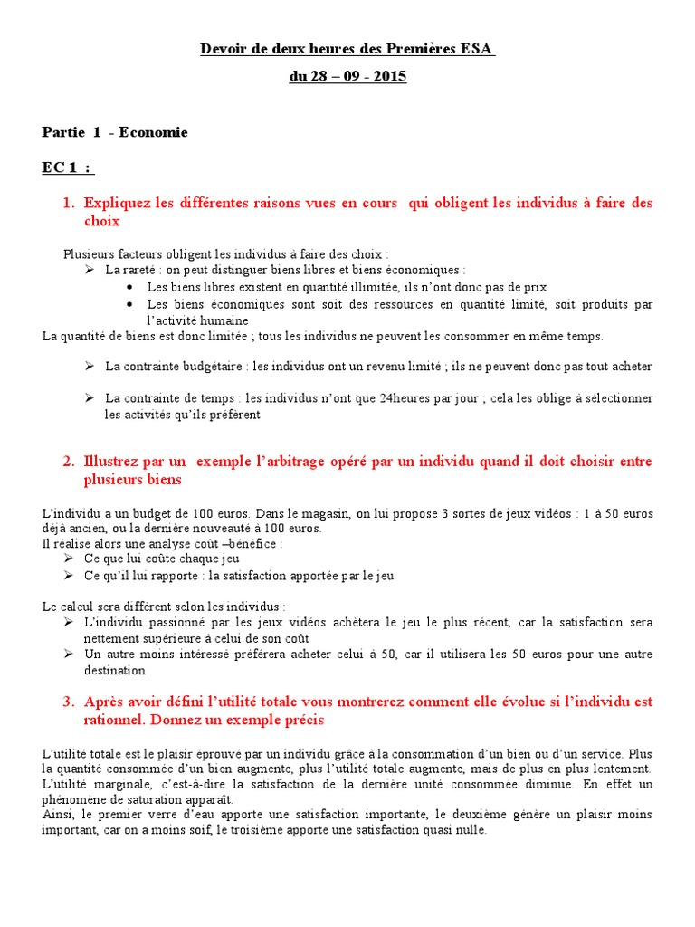 Correction Devoir 2 Heures | PDF