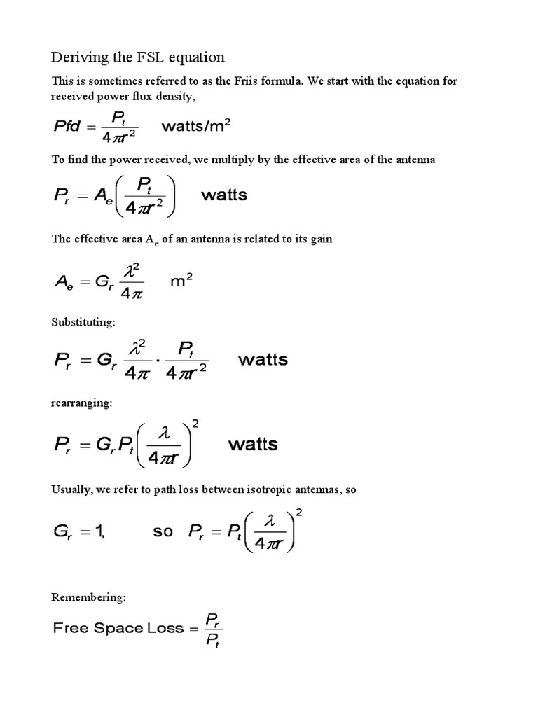 Deriving the Friis Transmission Formula | PDF