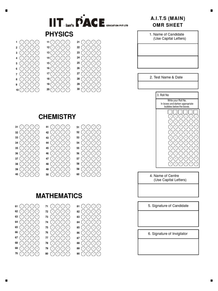 Blank Omr Sheet For Practice | PDF