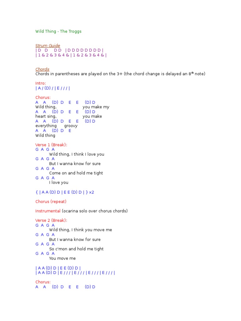 Wild Thing Guitar Chords
