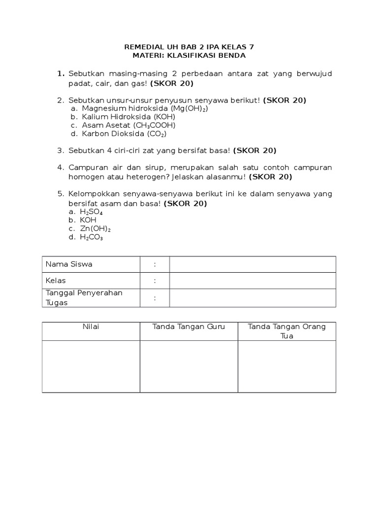 Remedial IPA Kelas 7: Bab 2 Zat | PDF | Teknologi & Rekayasa
