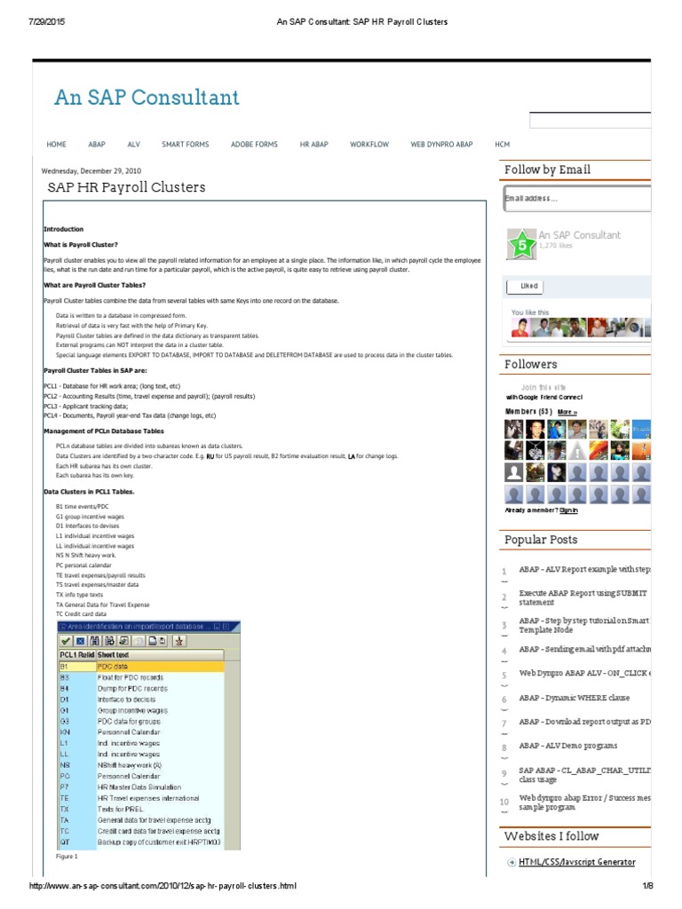 An Sap Consultant Sap Hr Payroll Clusters Pdf Payroll Databases