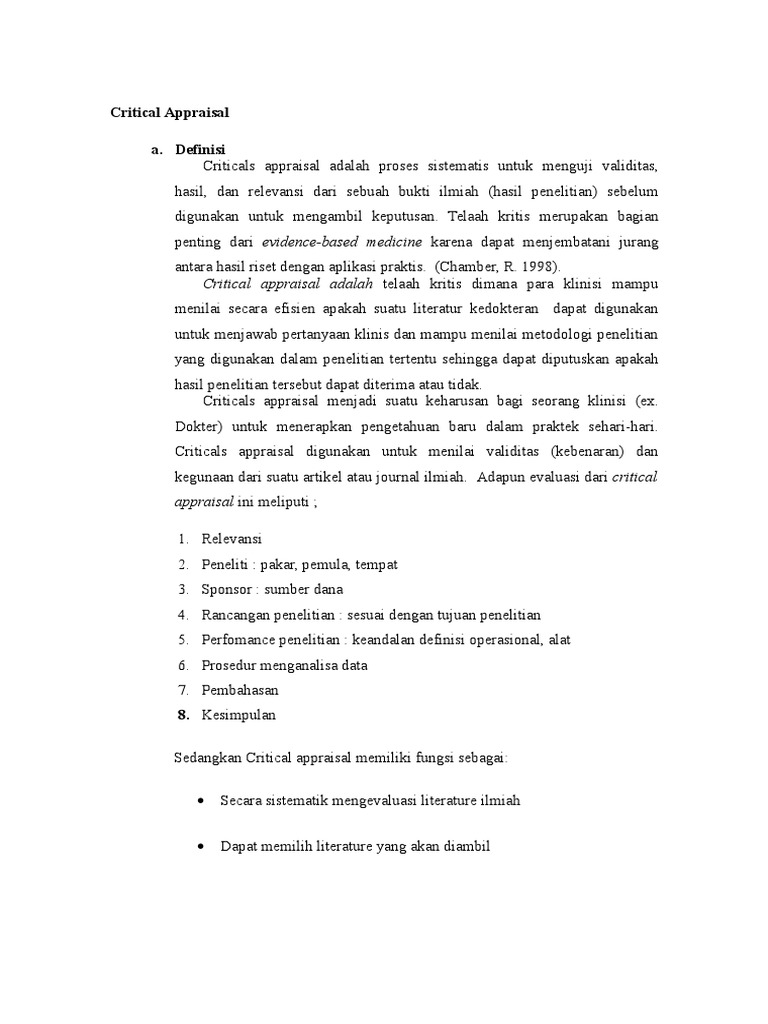 Critical Appraisal | PDF