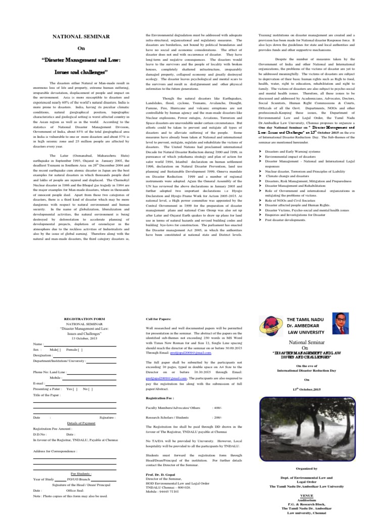 Disaster Management Seminar Overview | PDF | Emergency Management ...