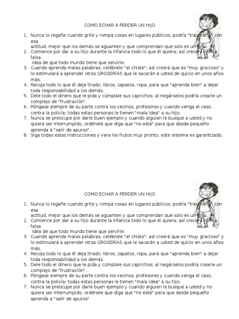 Como Echar A Perder Un Hijo | PDF