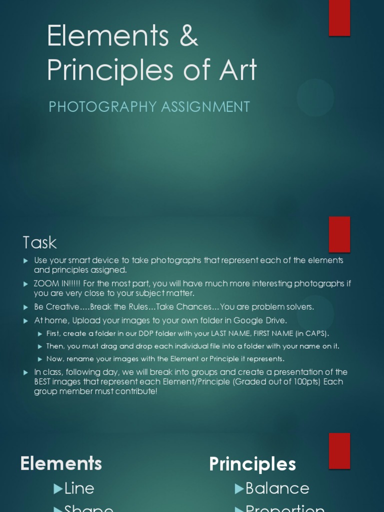 Photography Art Elements Assignment | PDF | Language Arts & Discipline
